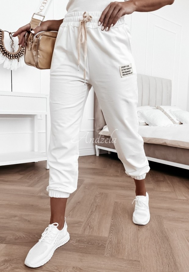 Sporty Chic ecru sweatpants - Andżela Online Store