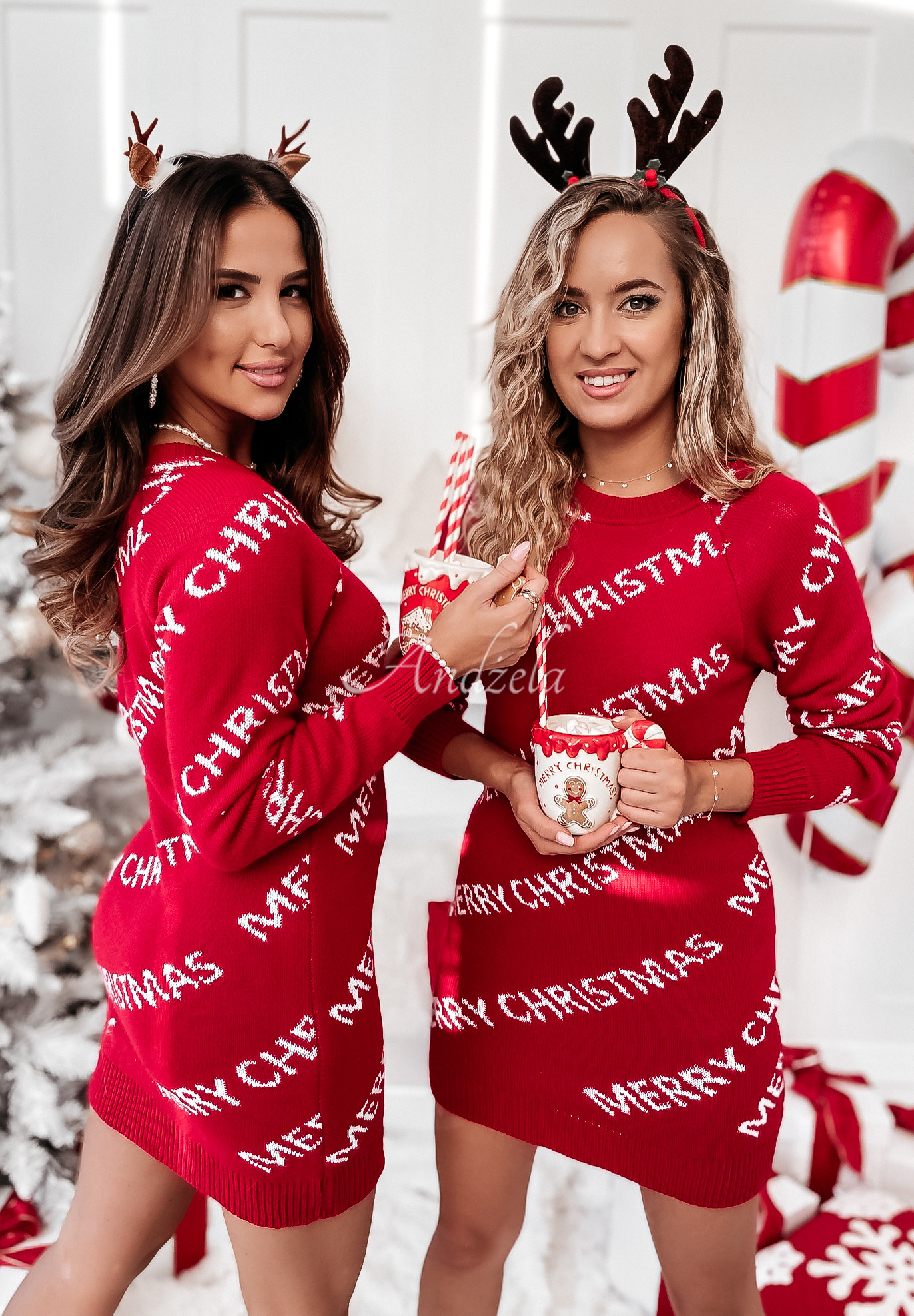 Christmas Merry sweater dress red - Andżela Online Store