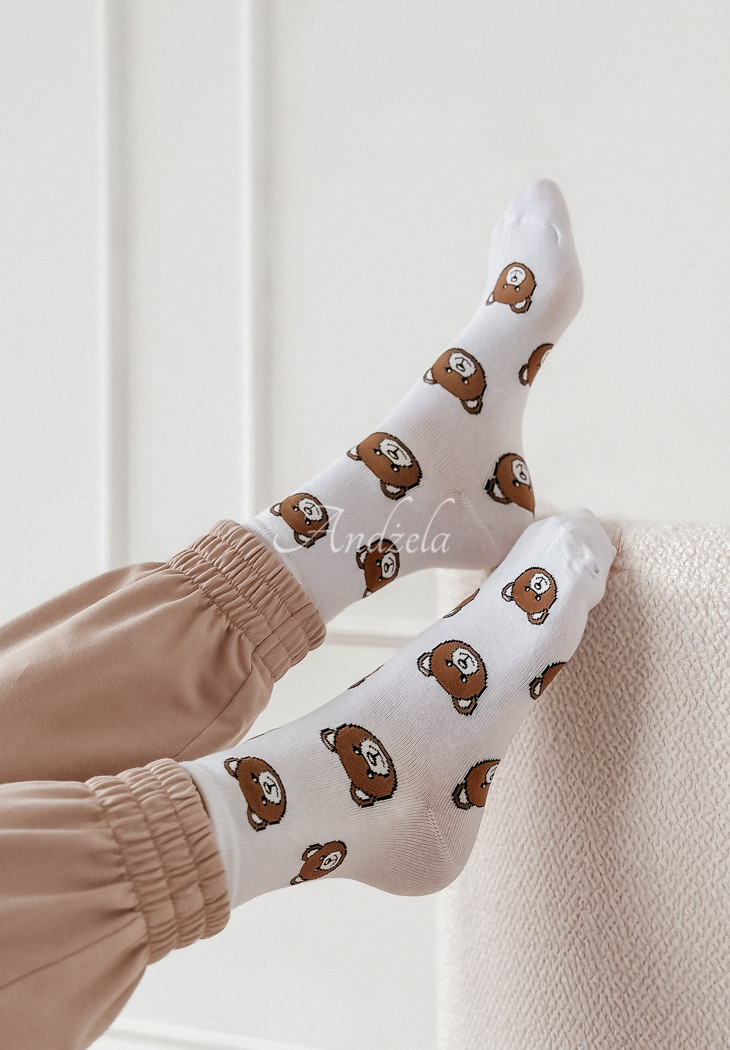 Long socks with Bears white bears - Andżela Online Store