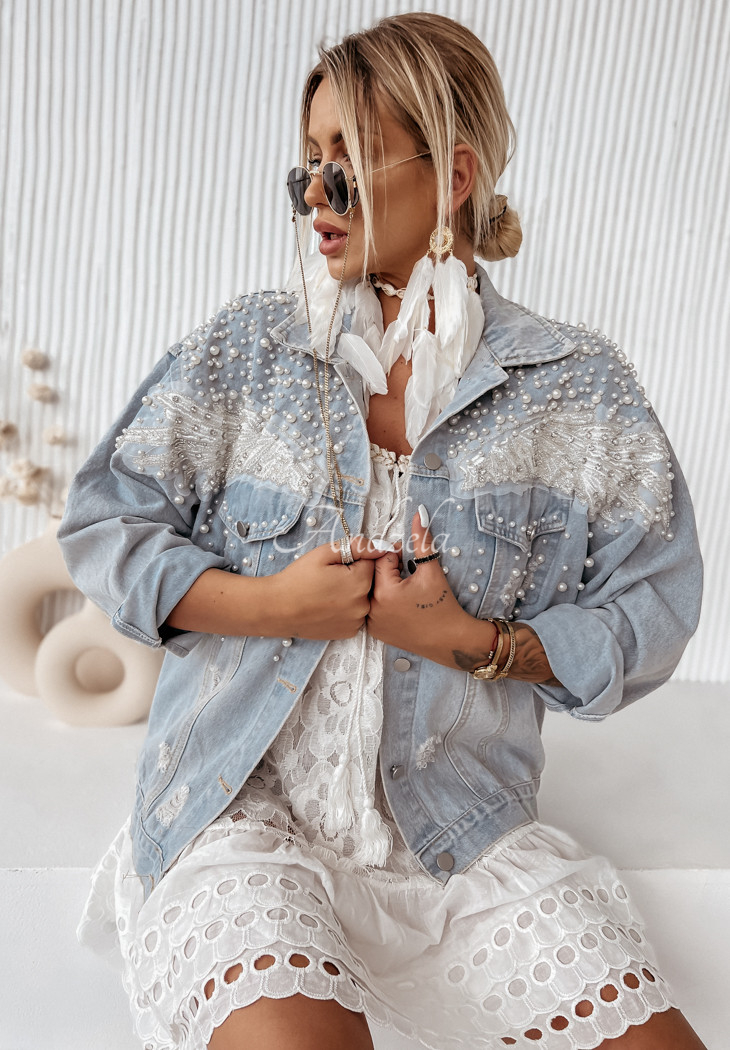 Denim jacket with decorations Paradise City light blue - Andżela Online ...
