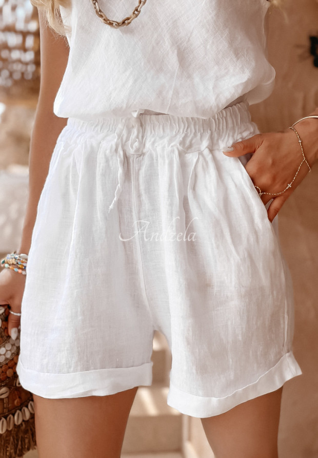 Summery Essentials ecru linen short shorts - Andżela Online Store