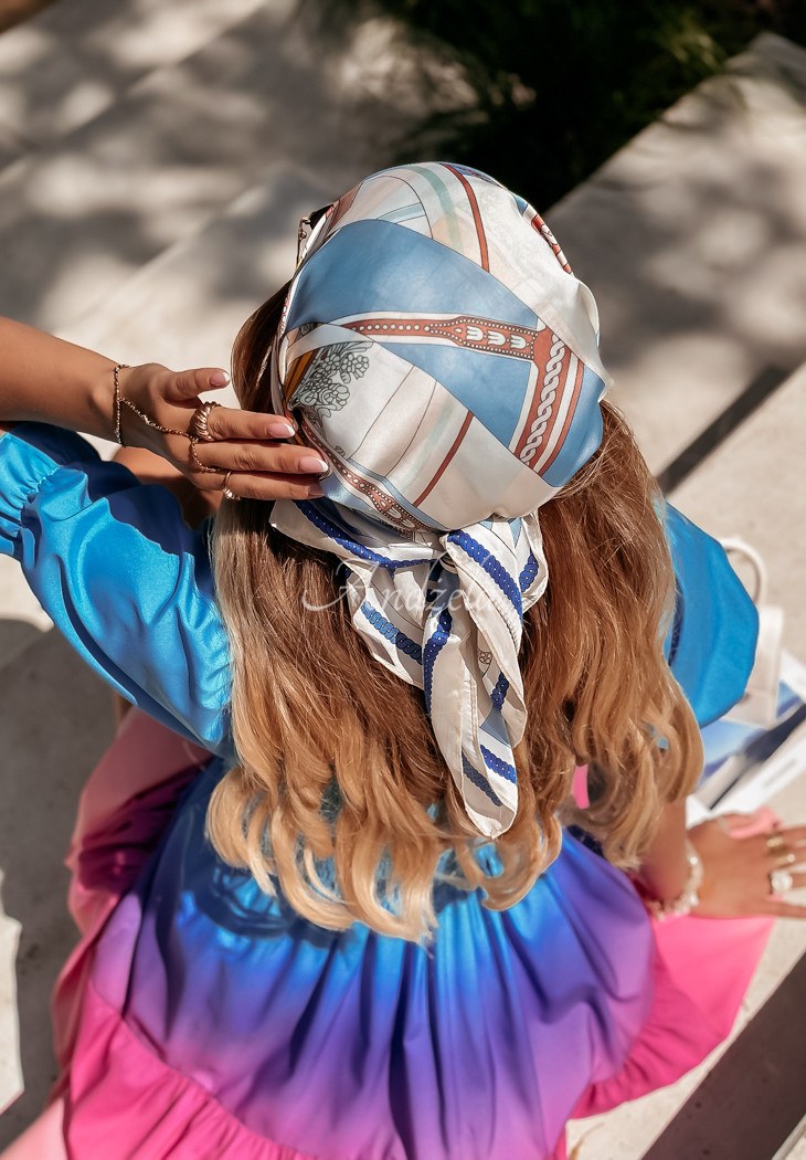 Sun All The Way blue patterned scarf - Andżela Online Store
