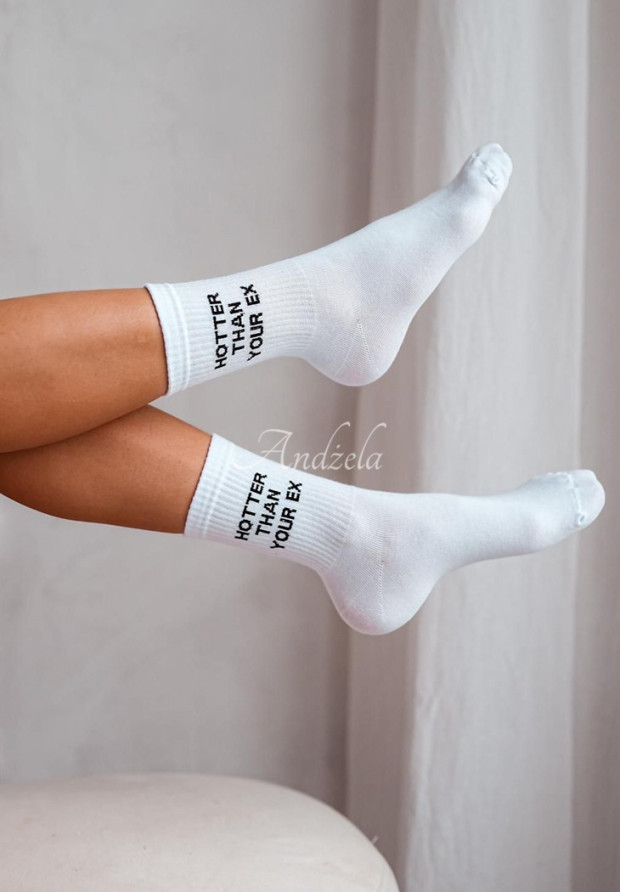 Hotter Than Your Ex long socks white - Andżela Online Store