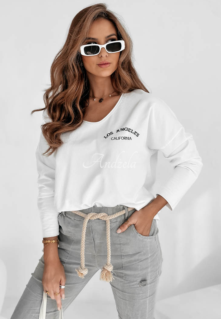 Los Angeles California word blouse white - Andżela Online Store