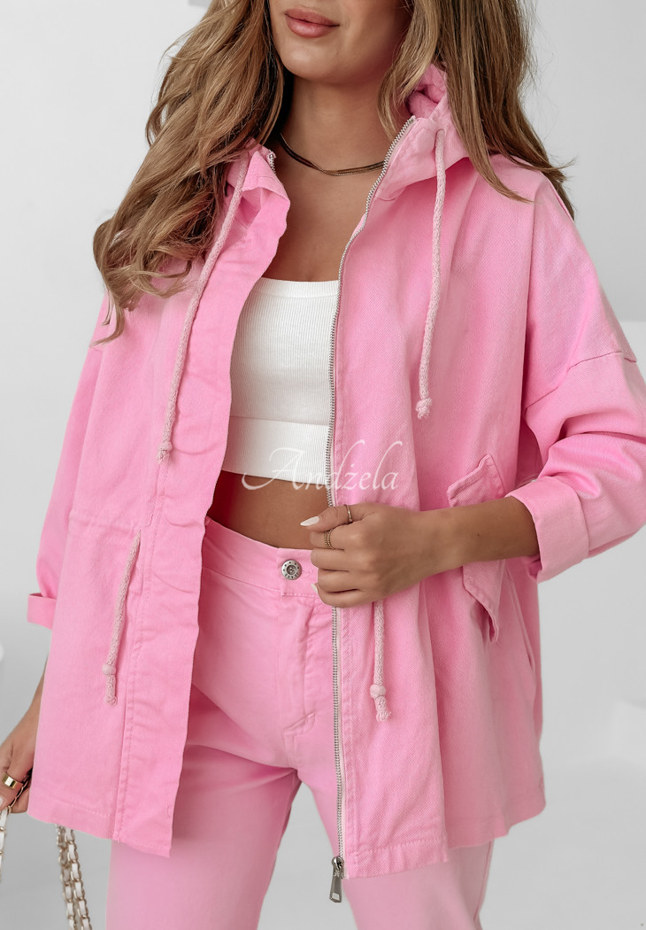 Things Happen hooded parka jacket pink - Andżela Online Store