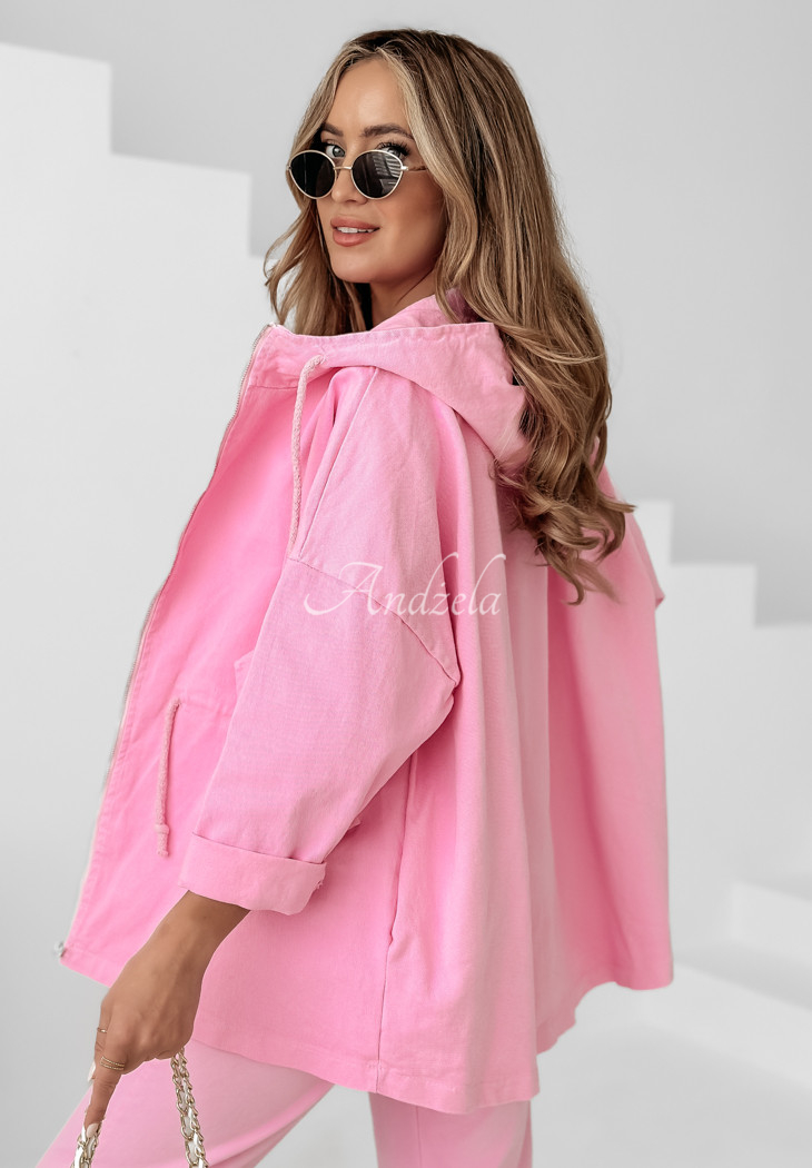 Things Happen hooded parka jacket pink - Andżela Online Store