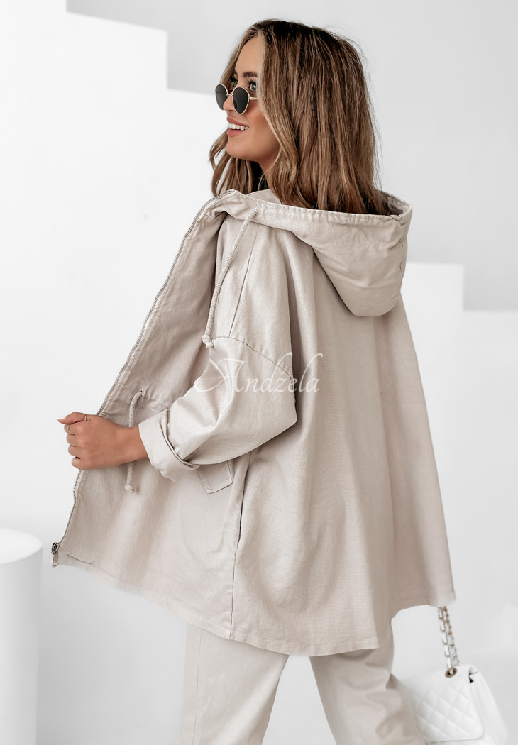 Things Happen hooded parka jacket beige - Andżela Online Store