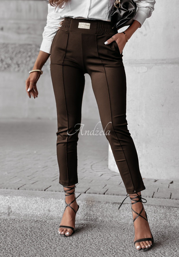 Pretty On Point fabric pants chocolate - Andżela Online Store