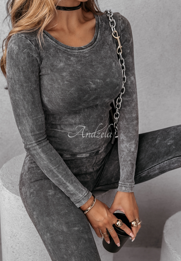 Ribbed Be A Voice blouse in graphite - Andżela Online Store