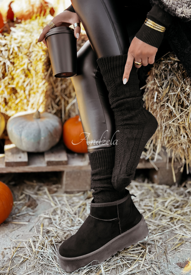 Embellished braided wool socks Himalayan black - Andżela Online Store