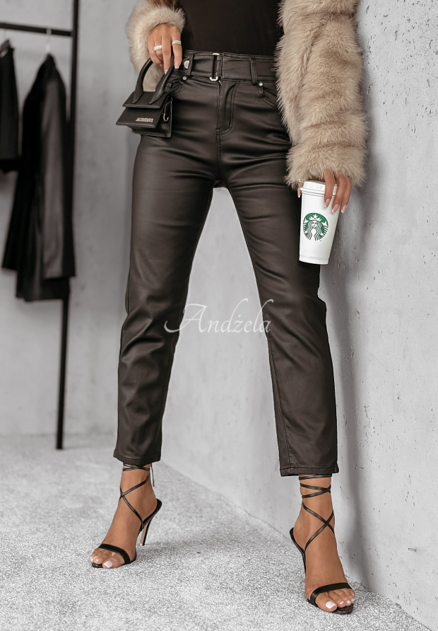 Waxed pants Keep Your Balance black - Andżela Online Store