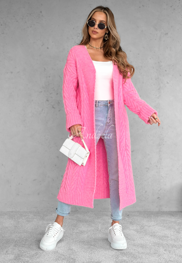 Long decorative braided cardigan Raindrop Reverie pink - Andżela Online ...