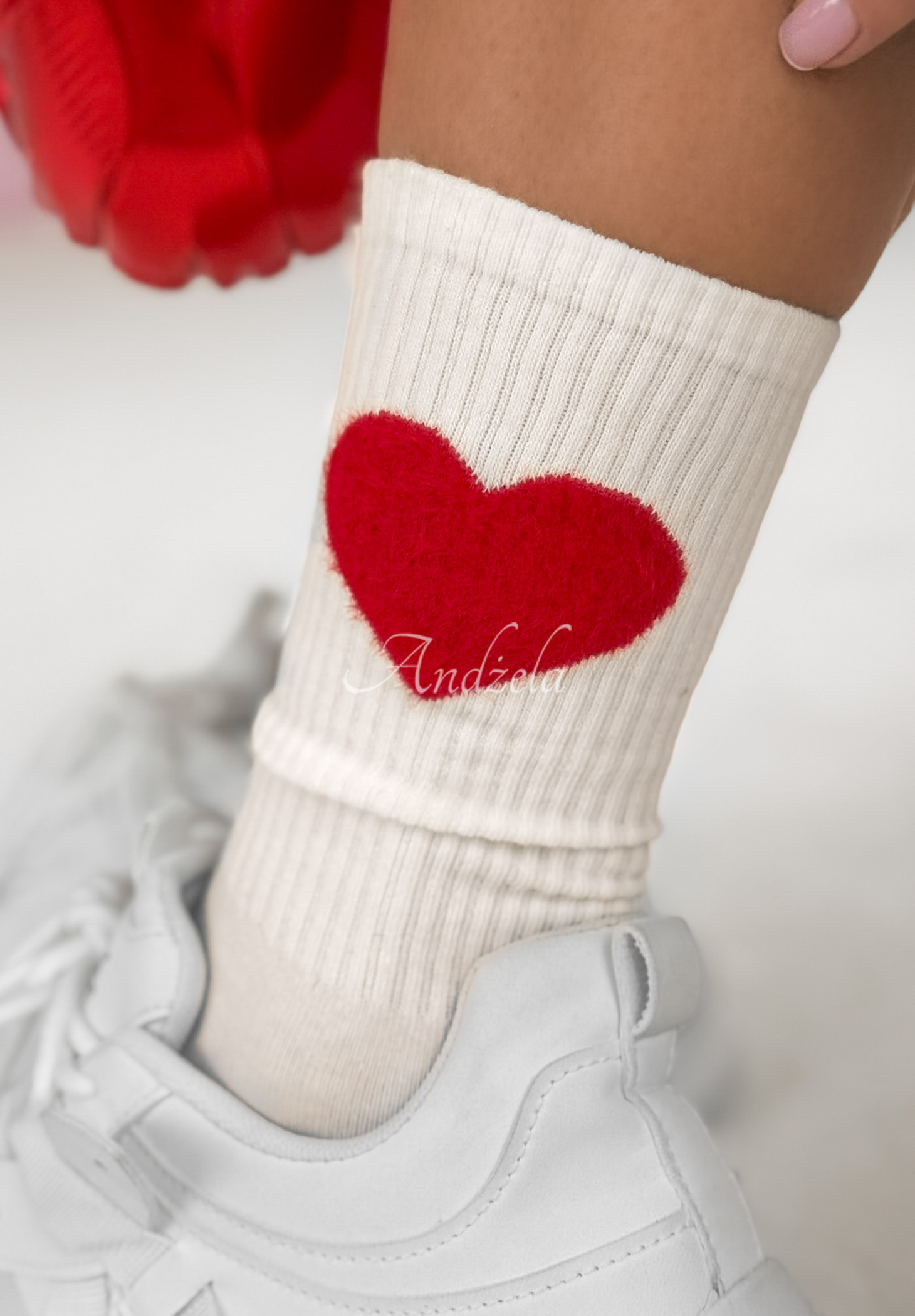 Lonely Heart ecru heart socks - Andżela Online Store