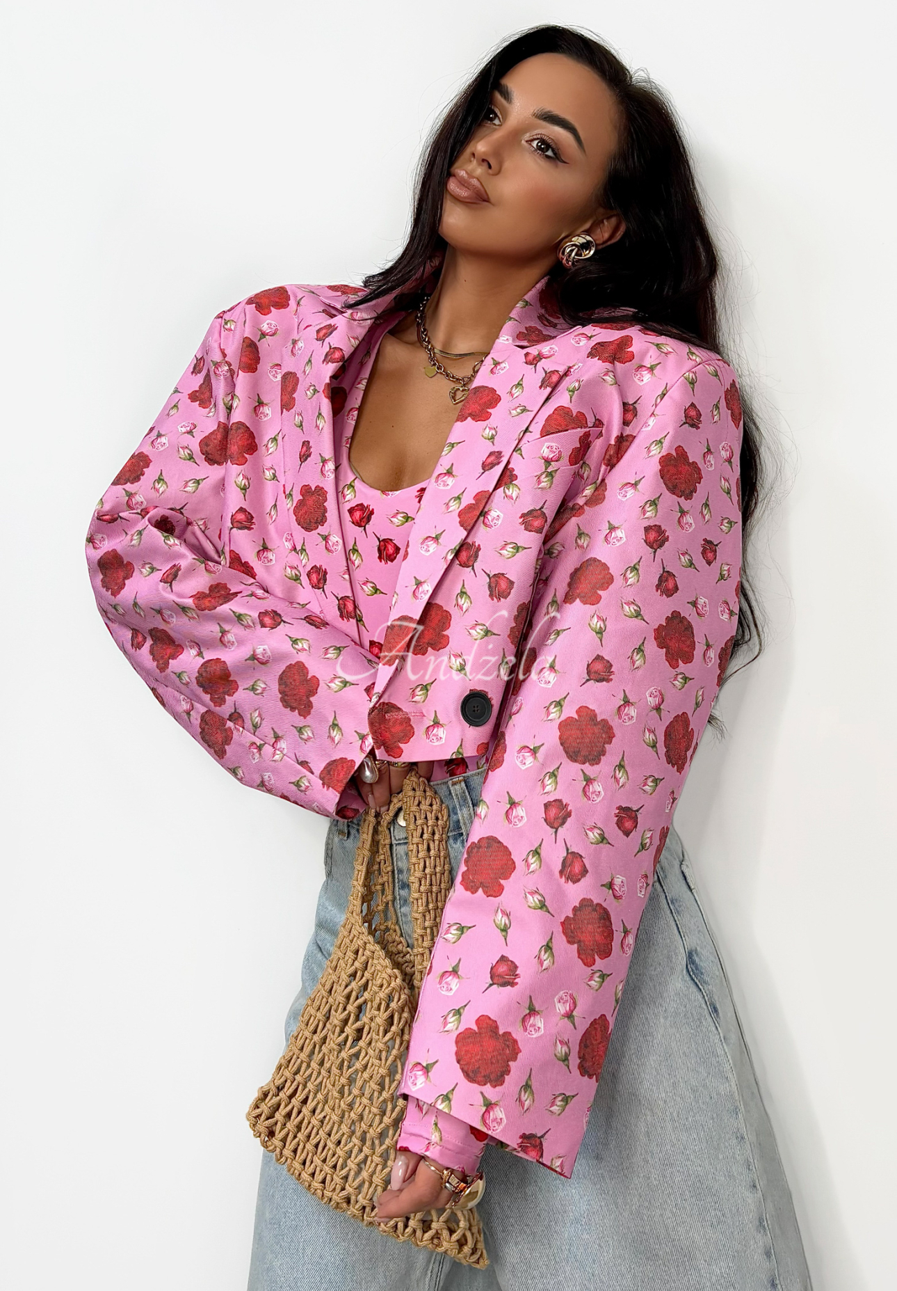 La Milla Sweetest Choice short floral jacket pink - Andżela Online Store