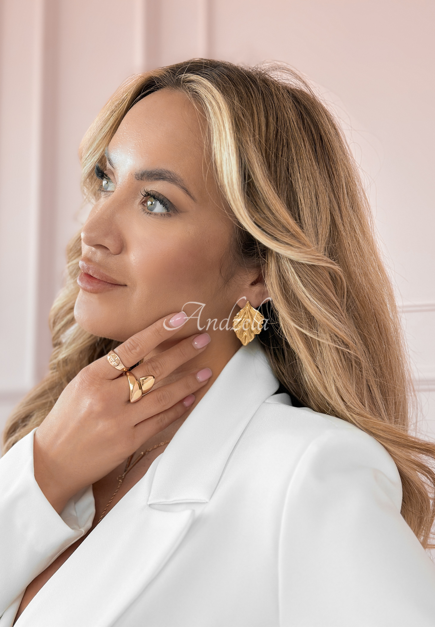 Beautiful Soul gold leaf earrings - Andżela Online Store
