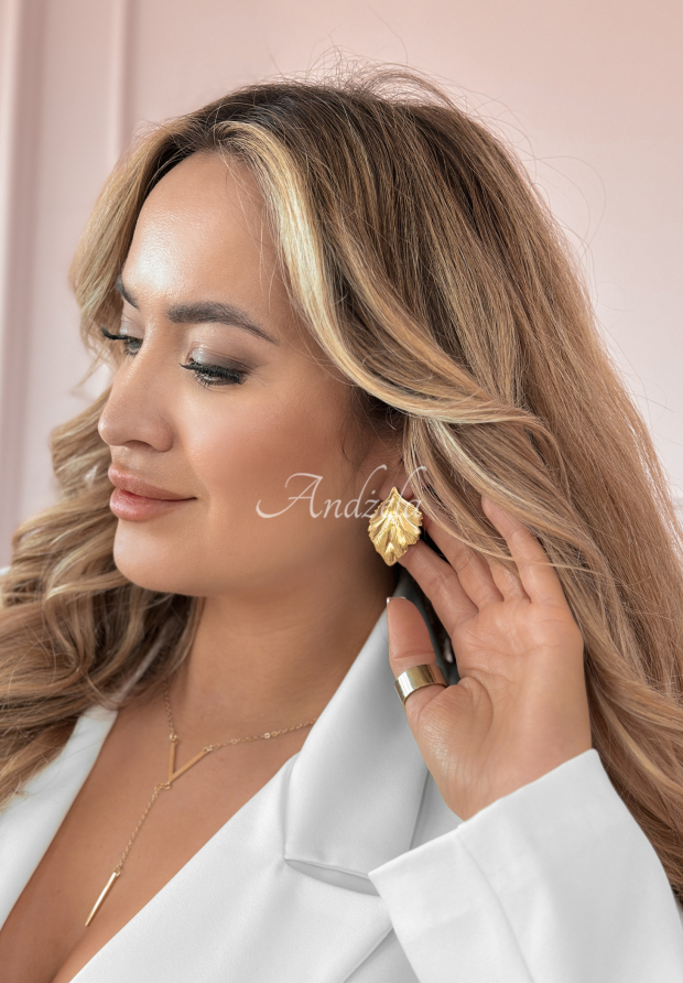 Beautiful Soul gold leaf earrings - Andżela Online Store