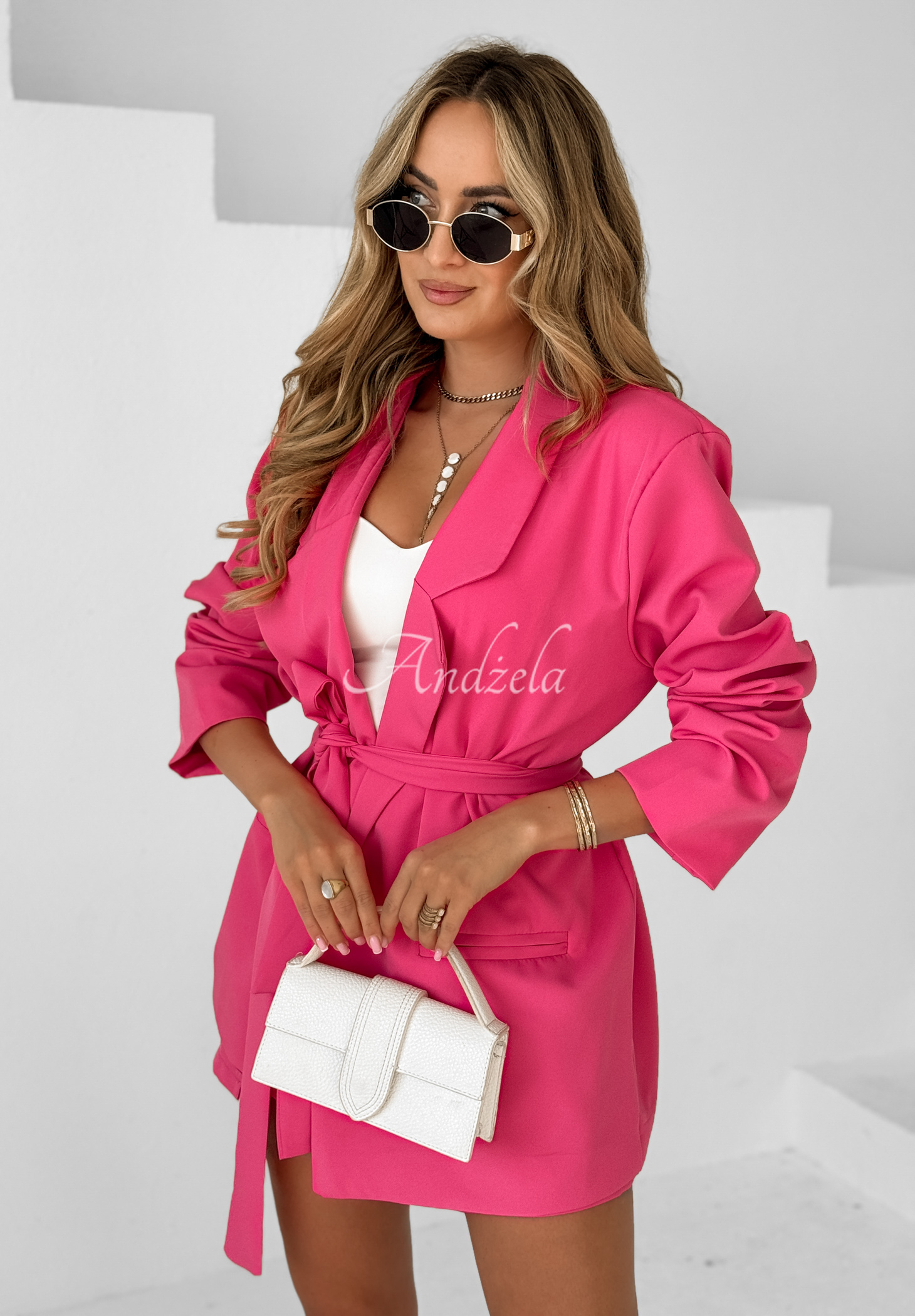 The Class fuchsia jacket and skirt-shorts set - Andżela Online Store