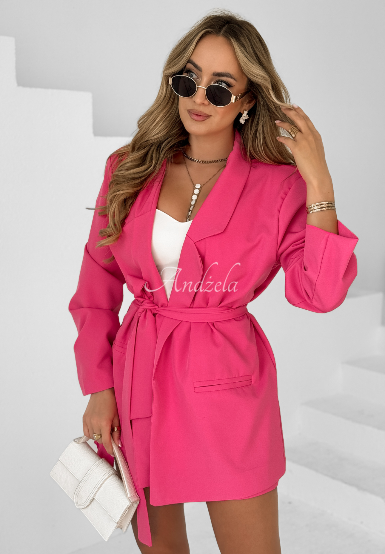 The Class fuchsia jacket and skirt-shorts set - Andżela Online Store