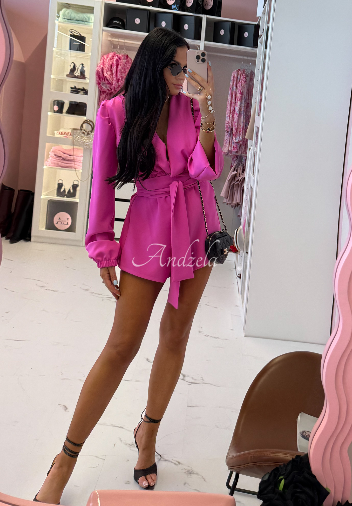 La Milla Inspiring Grace short jumpsuit with belt pink - Andżela Online ...