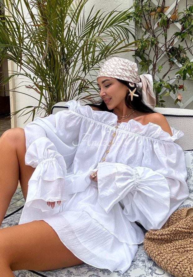 Viscose Spanish blouse La Milla Spring Is In The Air white - Andżela ...