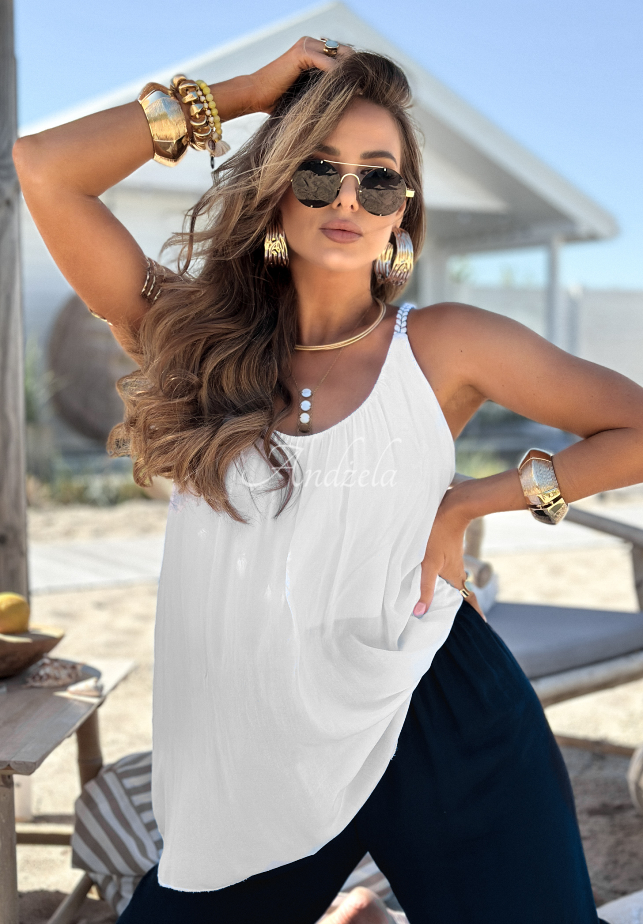 A Little Adventure strapless top white - Andżela Online Store