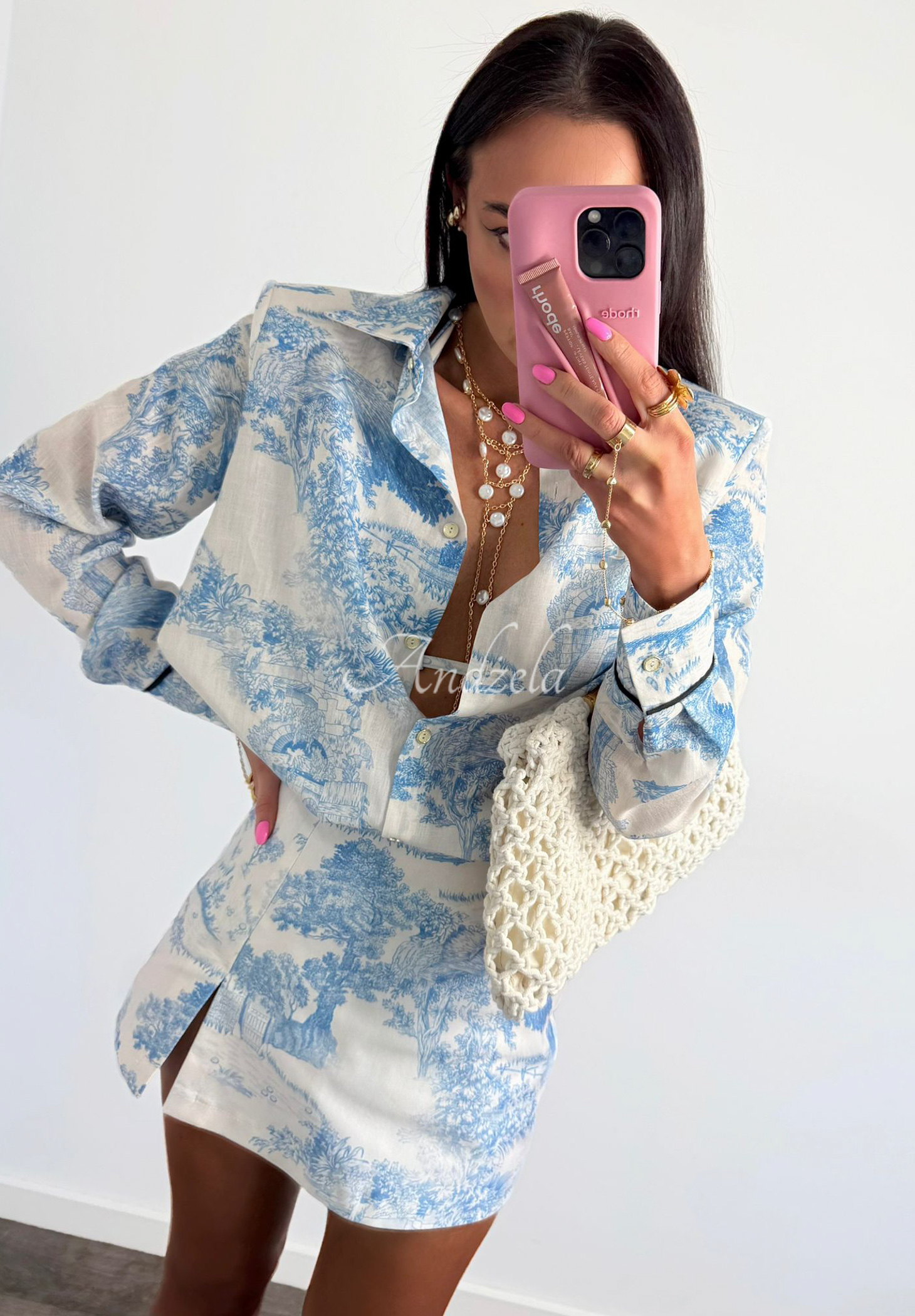La Milla Dreamy Places blue patterned skirt-shorts - Andżela Online Store