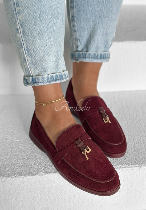 Zamszowe mokasyny Chase What Matters burgundowe - Andżela Online Store