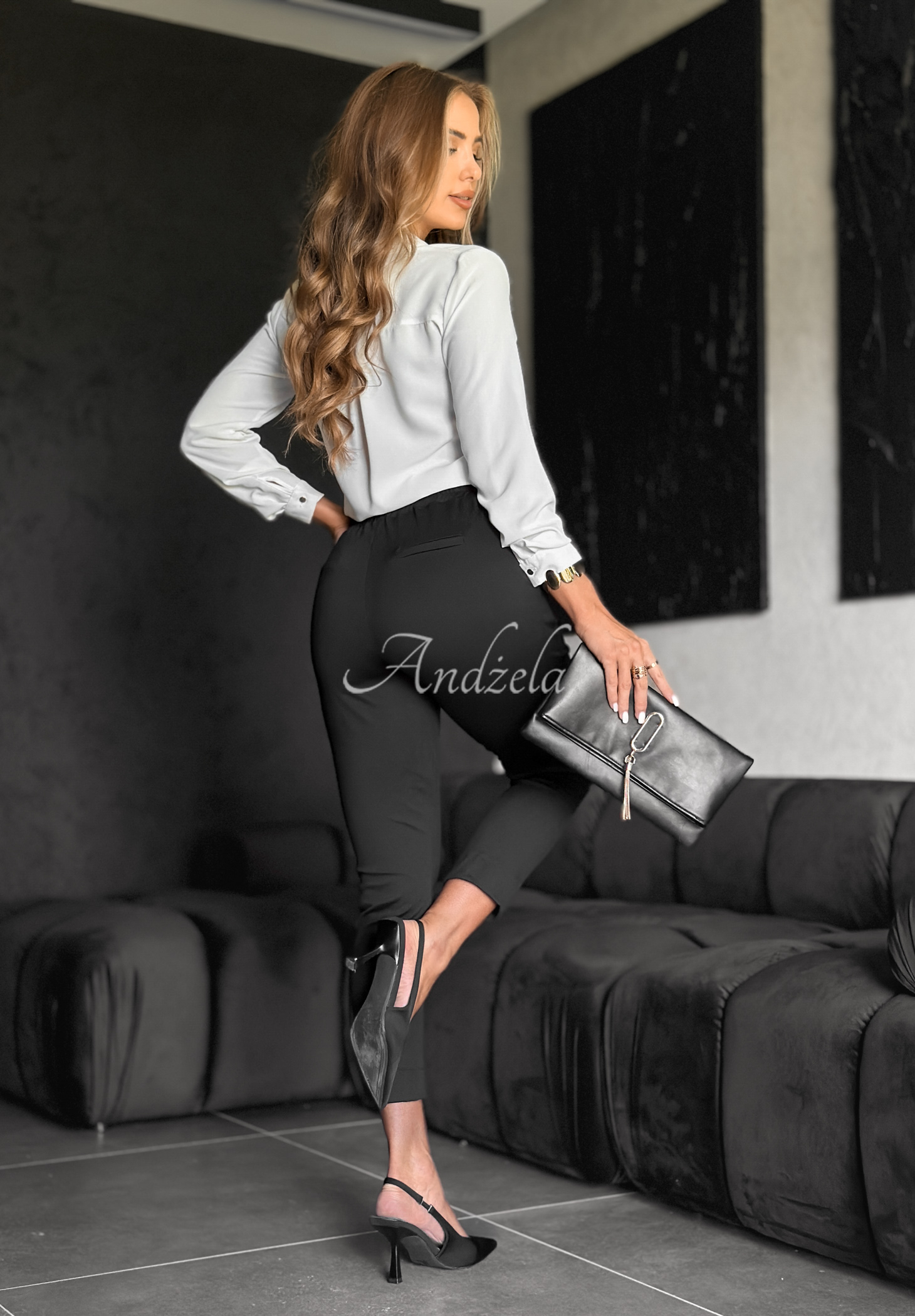 Materiałowe spodnie New Mood czarne - Andżela Sklep Online