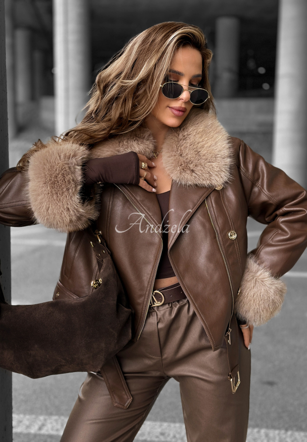 Short leather ramones with fur by The Woodlands chocolate - Andżela ...
