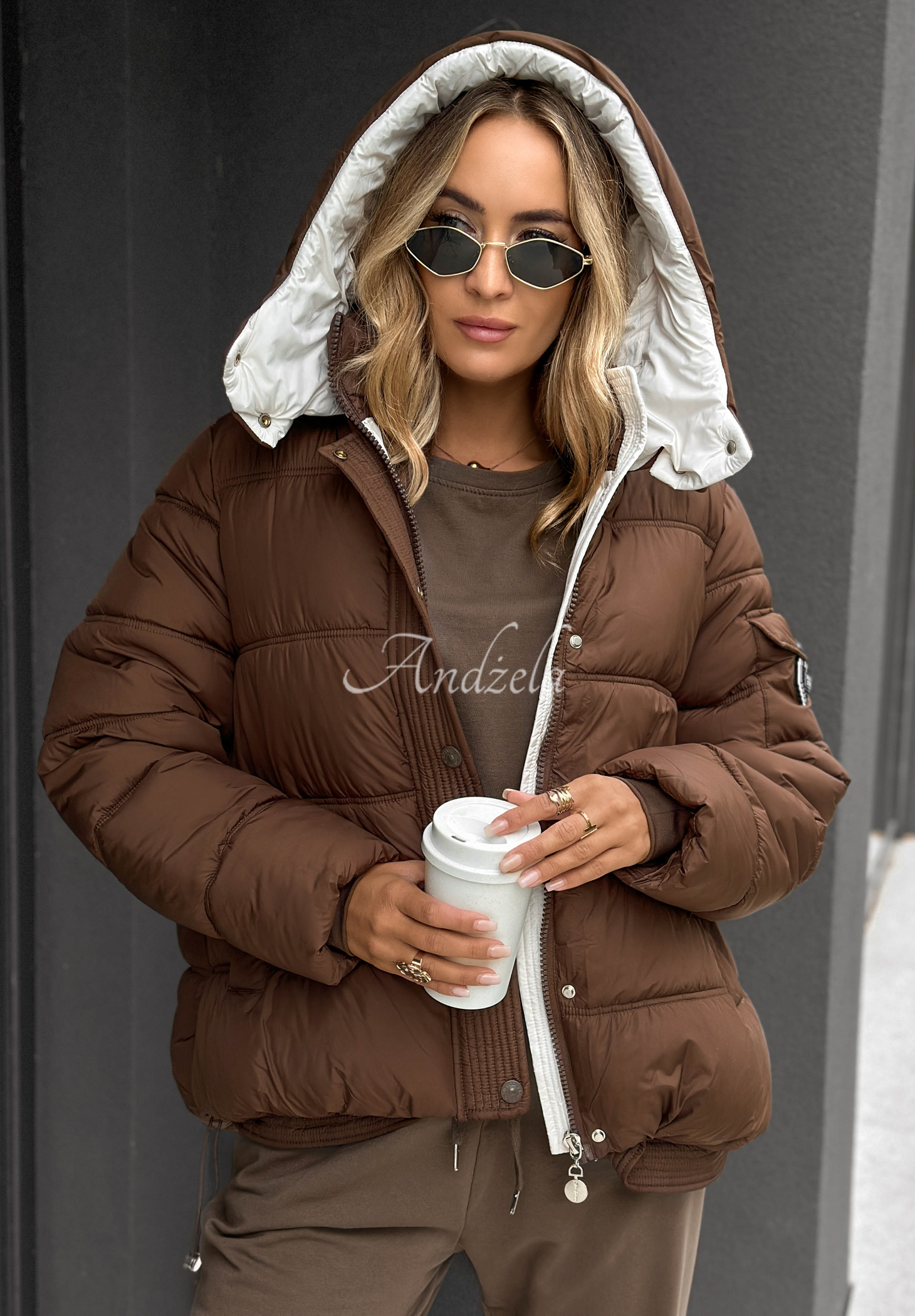 Never Delivered chocolate quilted jacket - Andżela Online Store