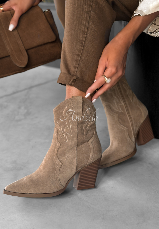 Suede cowboy boots I Moved On beige - Andżela Online Store