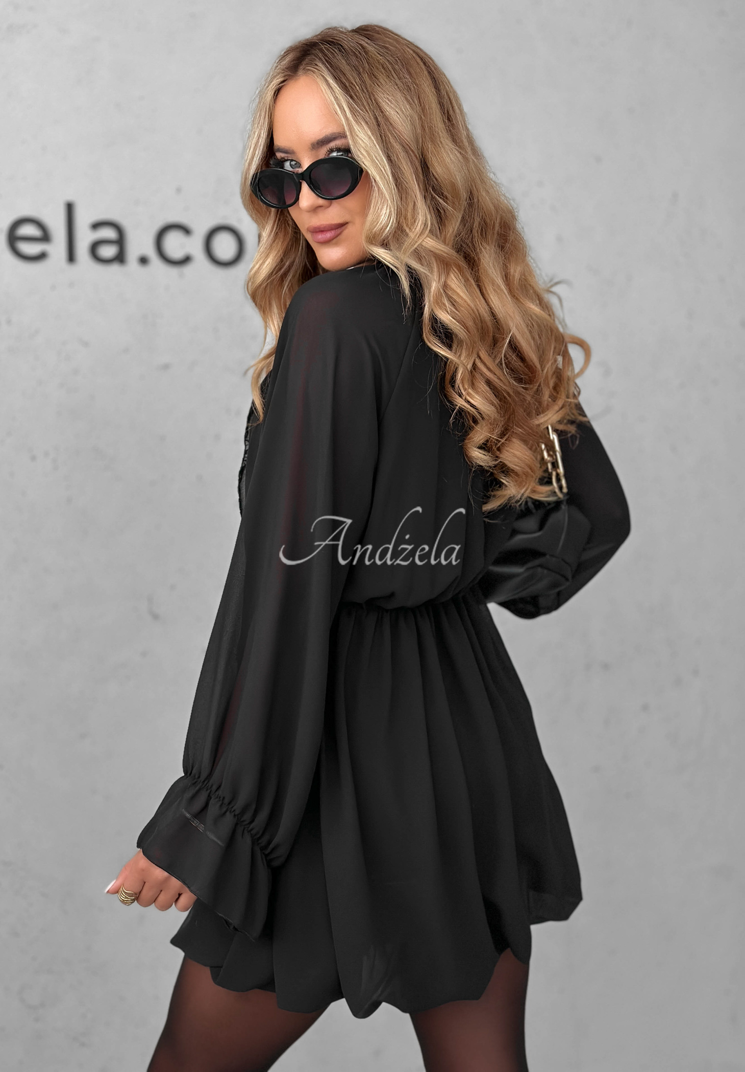Mini dress with ruffles Not Just Dream black - Andżela Online Store