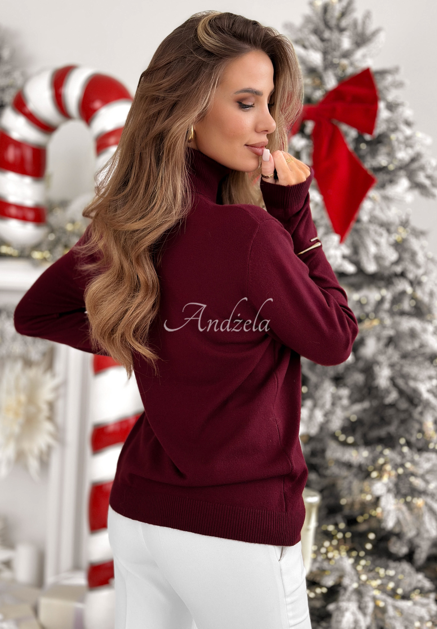Sweater Mood burgundy turtleneck and viscose sweater - Andżela Online Store