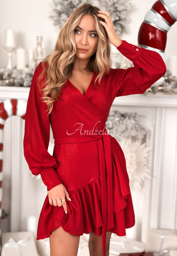Your Song red viscose glittering envelope dress - Andżela Online Store