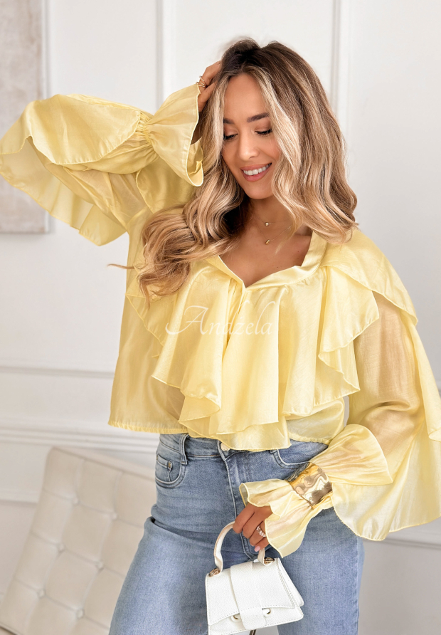 Sweet Ruffles yellow shirt with frills - Andżela Online Store