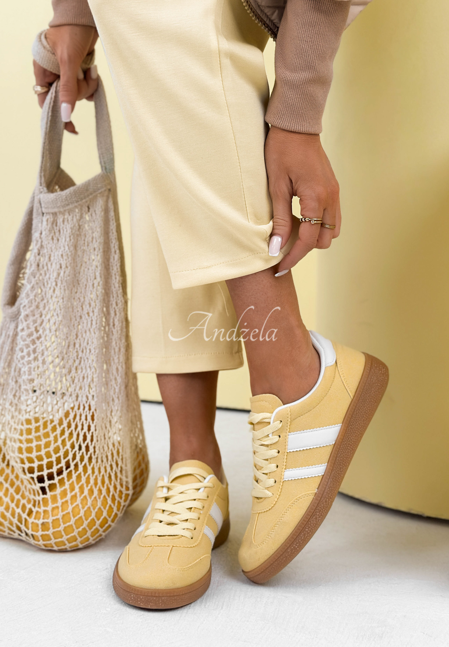 Jolene yellow suede sneakers - Andżela Online Store
