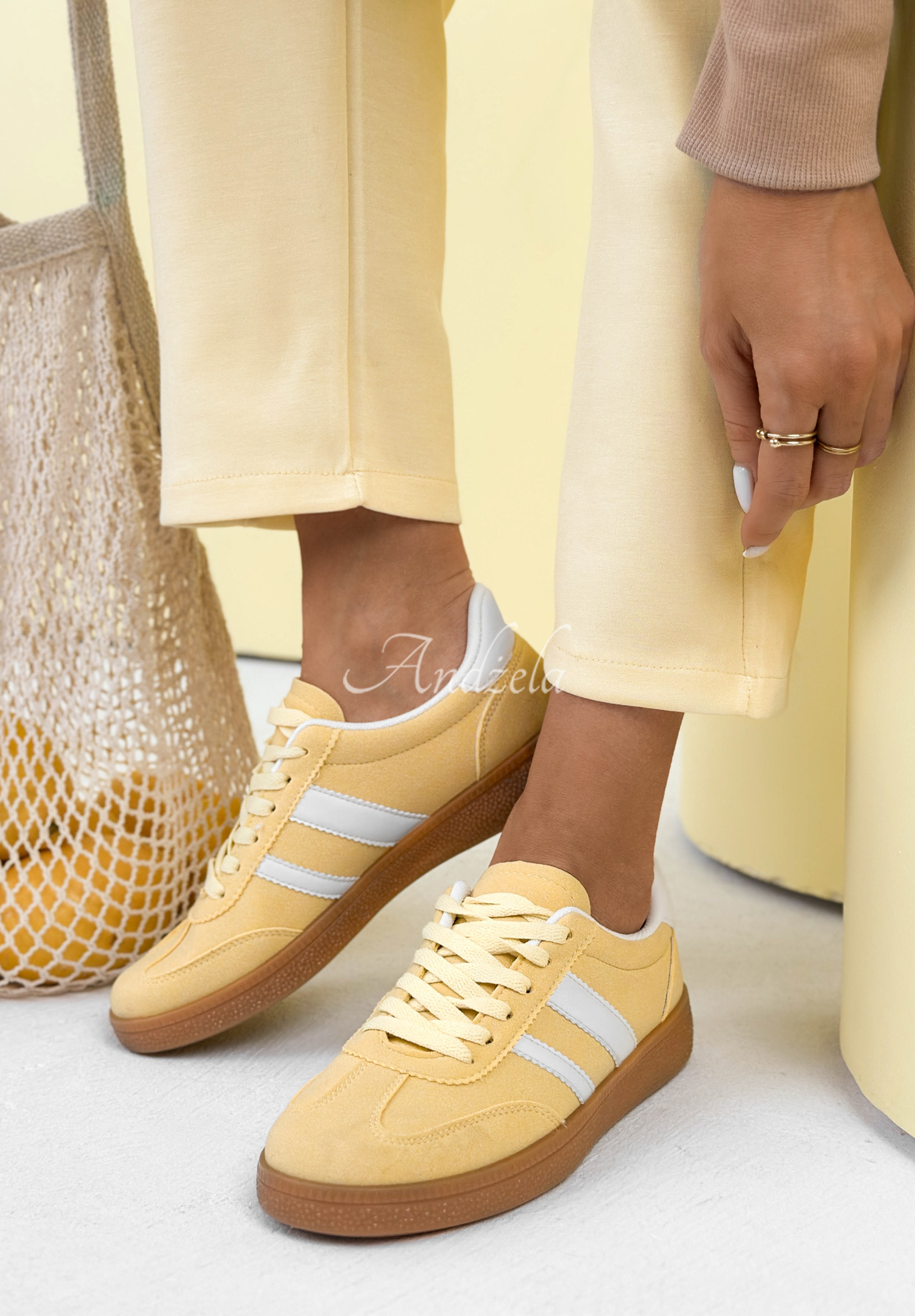 Jolene yellow suede sneakers - Andżela Online Store