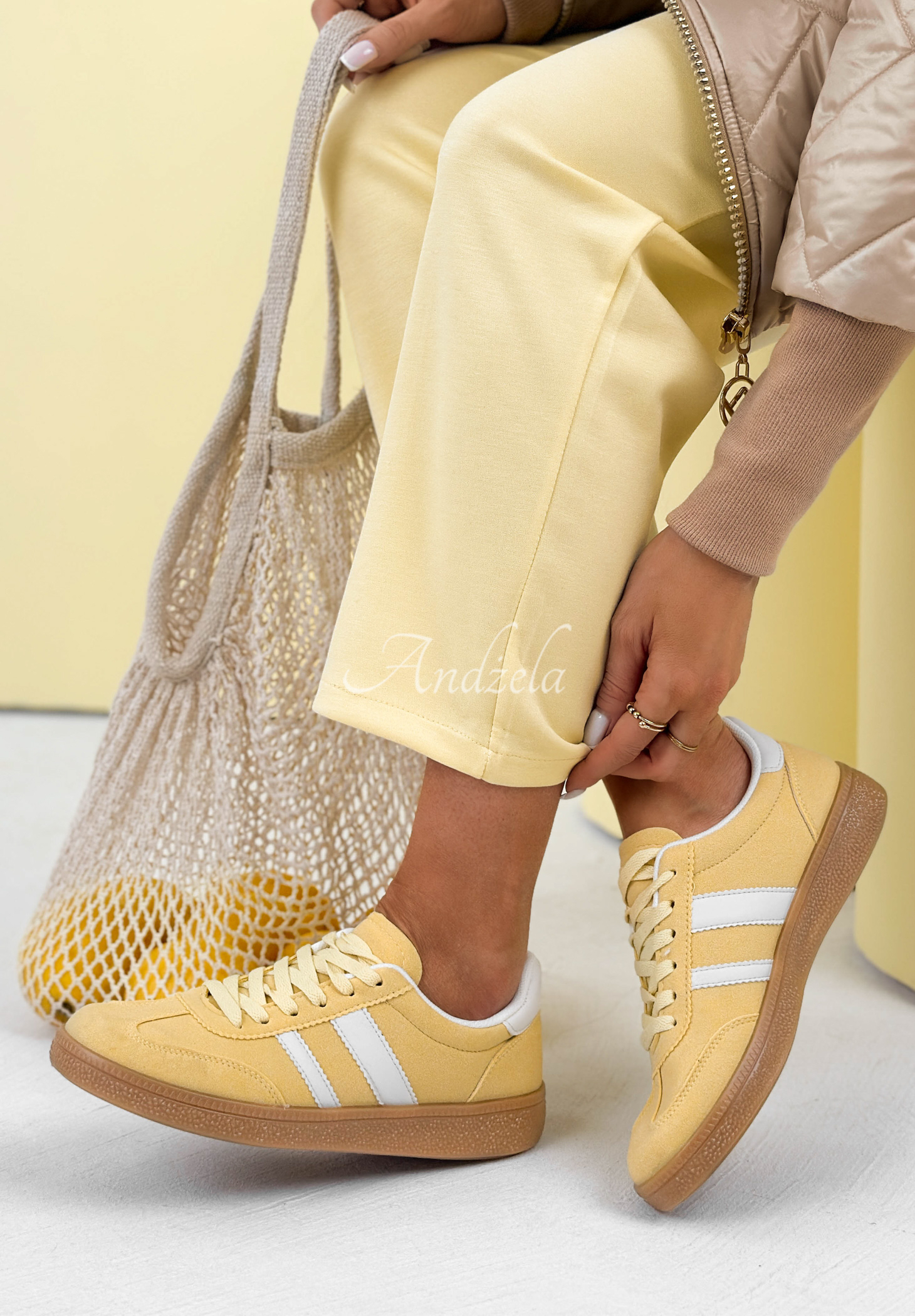 Jolene yellow suede sneakers - Andżela Online Store