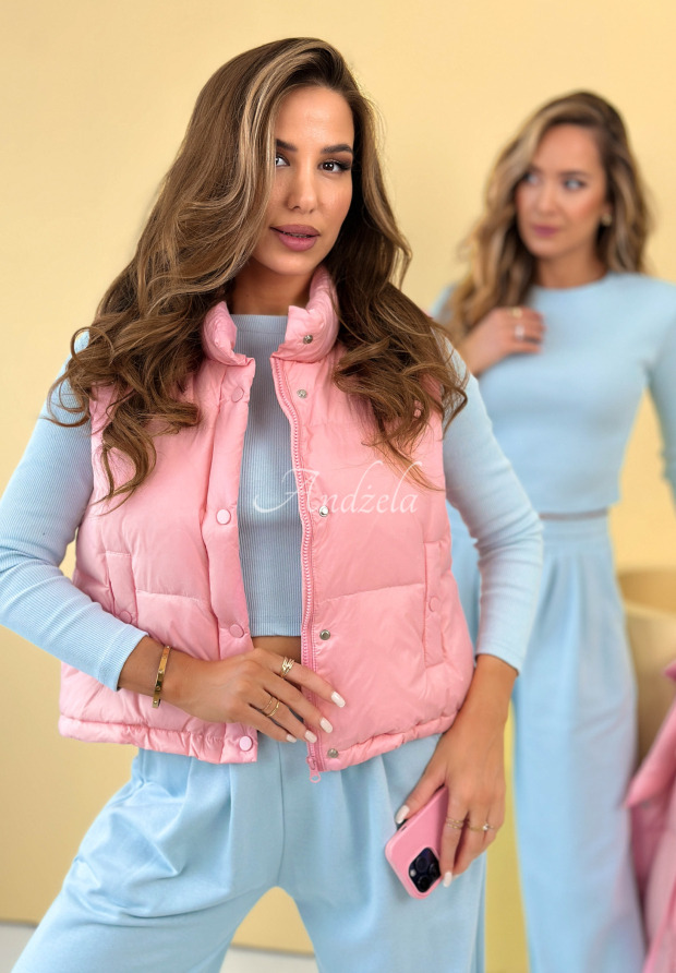 Veronica powder pink short down vest - Andżela Online Store